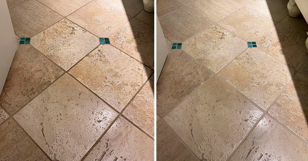 This Tile Floor Was Transformed With Our Grout Recoloring Services