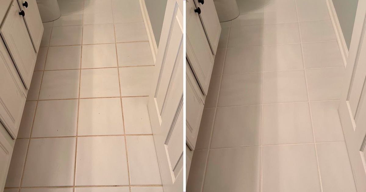 Our Grout Sealing Process Enhanced This Bathroom Floor in Raleigh NC
